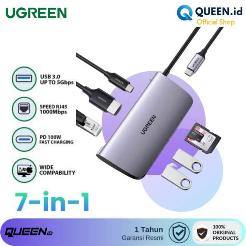 Promo UGREEN Adapter HUB 7in1 USB TYPE C To Multi Port USB RJ45 HDMI ...