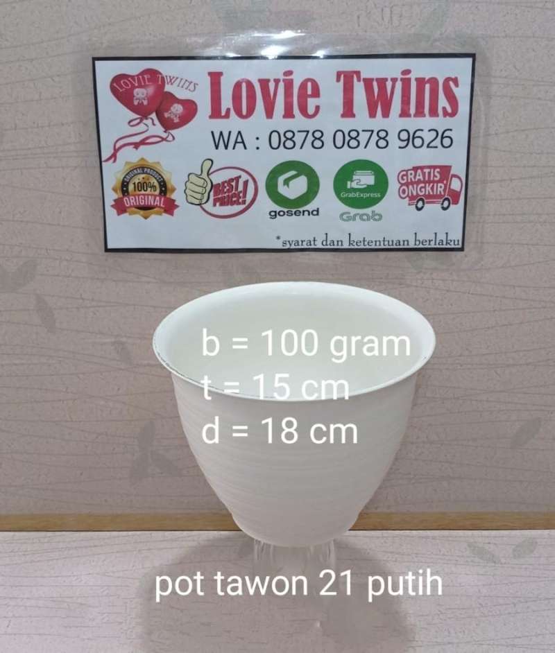 Jual Pot Tawon Putih 21 / Pot Putih model tawon / Pot tanaman / Pot ...