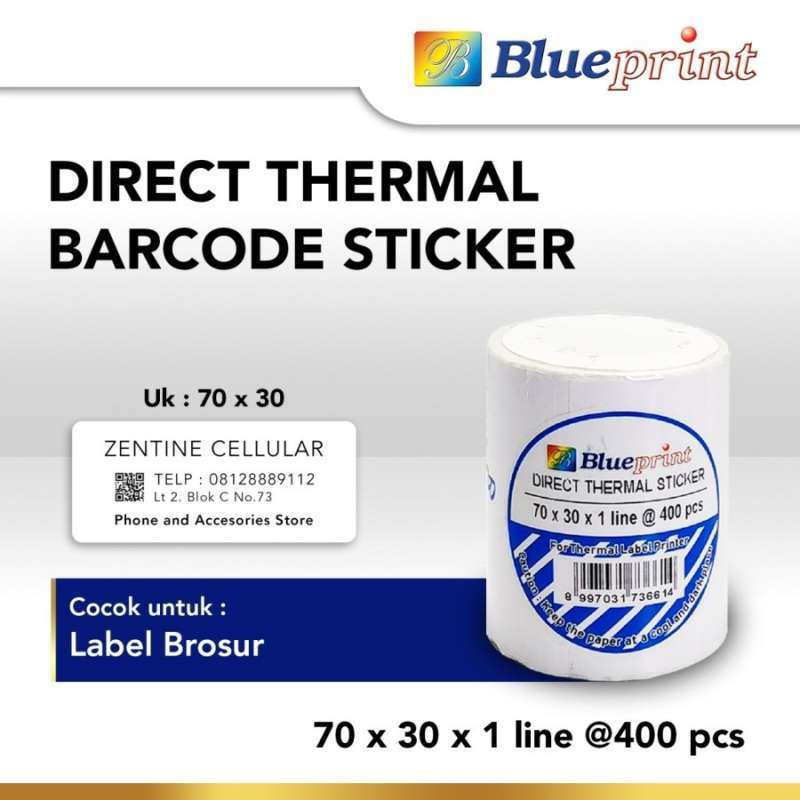 Jual Stiker Label Barcode Thermal Langsung 70 x 30mm Blueprint ...