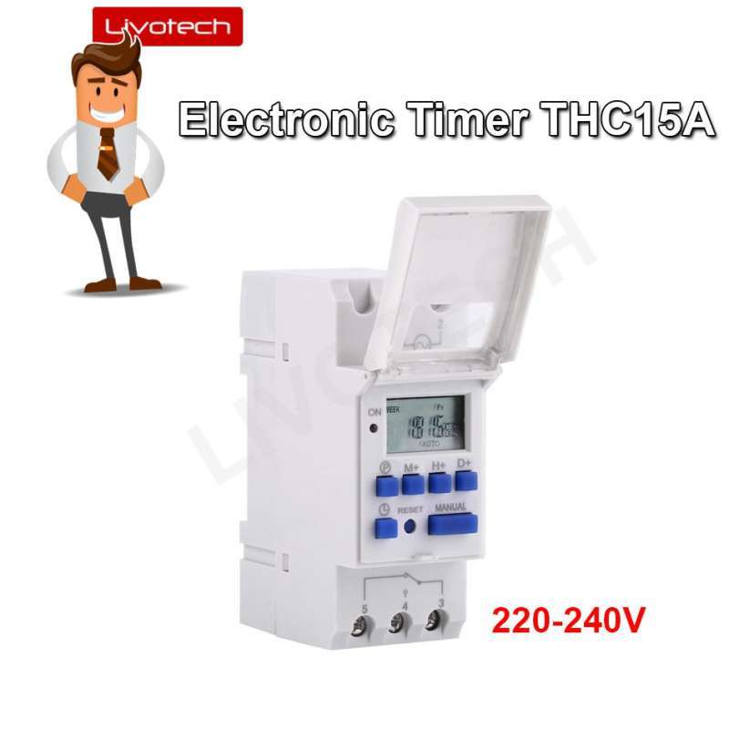 Jual Weekly Programmable Electronic Timer Thc15a Din Rail Ac 220v 16a ...