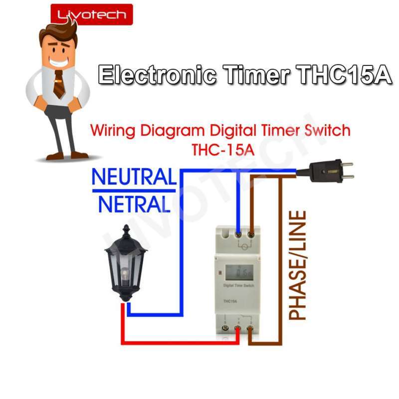 Jual Weekly Programmable Electronic Timer Thc15a Din Rail Ac 220v 16a ...
