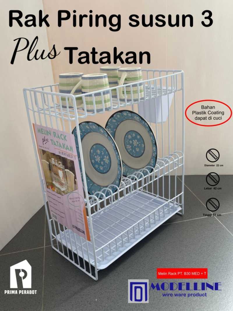 Promo RAK PIRING BESI PLUS TATAKAN SUSUN 3 MODELLINE MELIN RACK Diskon ...