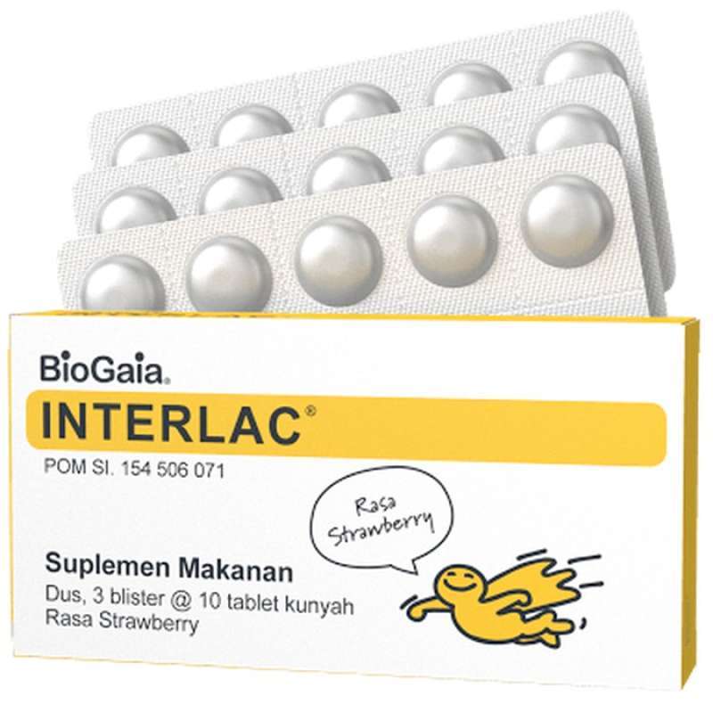 Jual Interlac Probiotik Tablet Kunyah - Strawberry/box (3strip) di ...