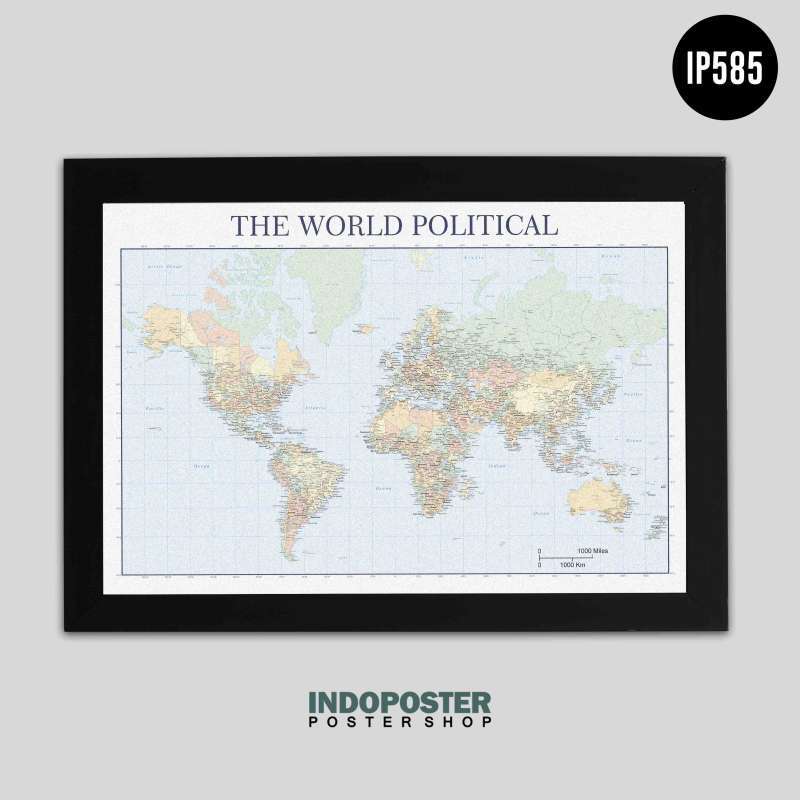 Jual Poster Hiasan Dinding World Political Map Peta Dunia 01 INDOPOSTER ...