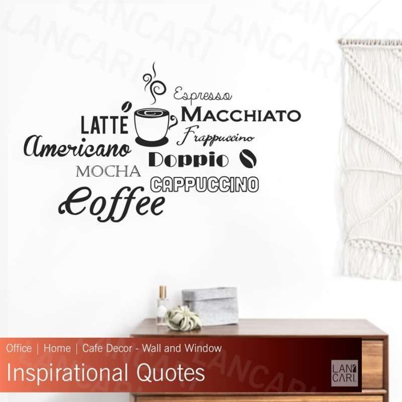 Jual Sticker Dinding Coffee Word Cloud Quotes Stiker Cutting Kaca Cafe ...