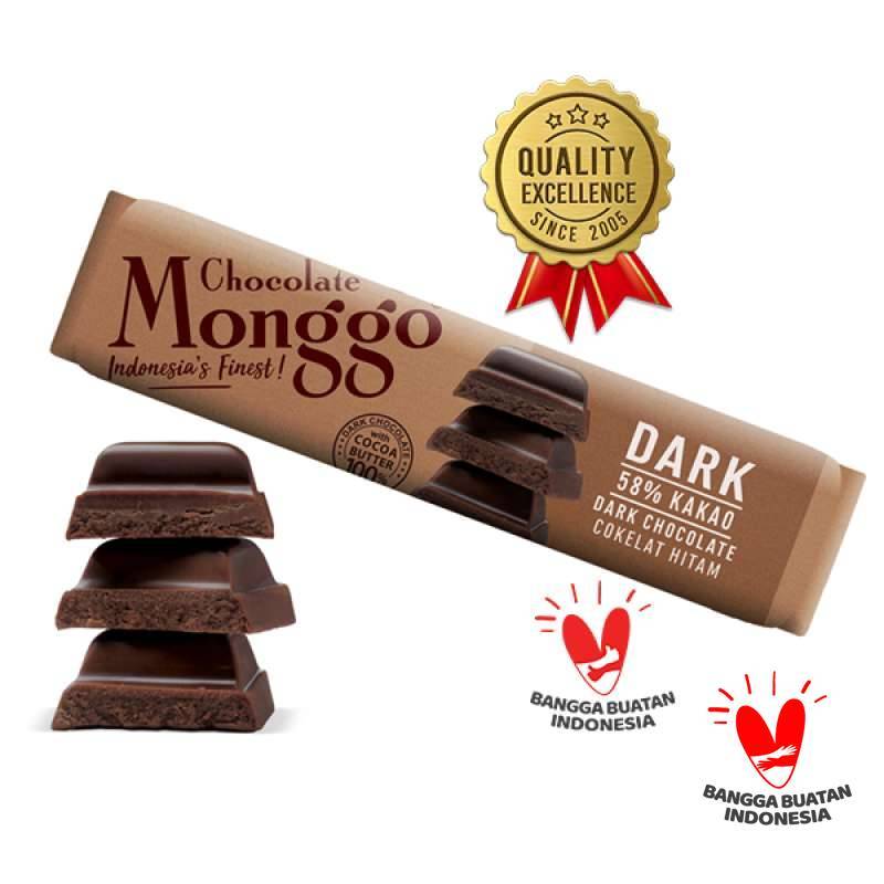 Jual Chocolate Monggo Cokelat Hitam 58 % Bar [40 G/ Cokelat Premium ...