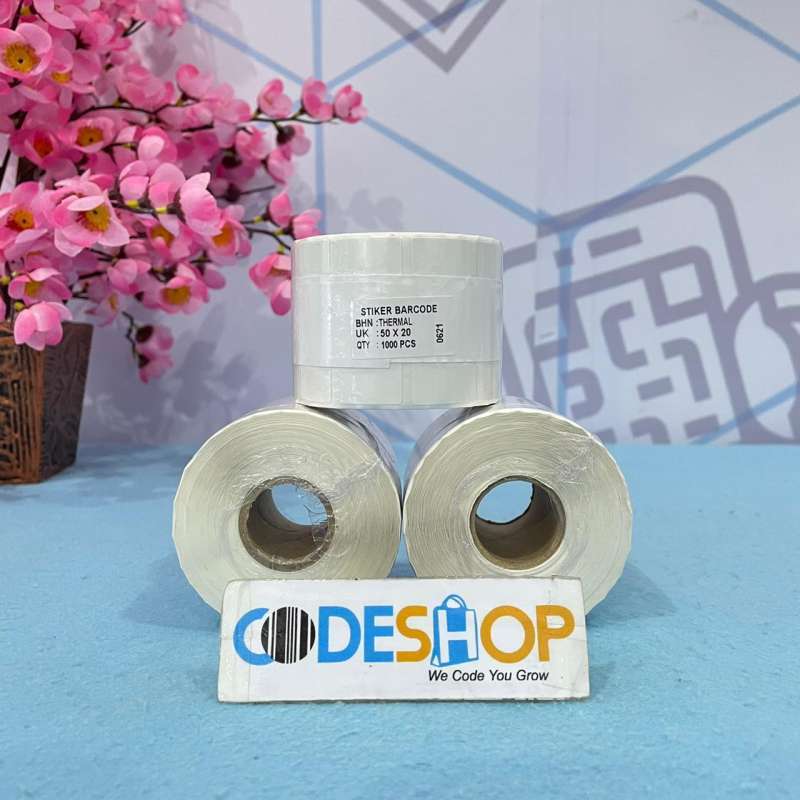 Jual KERTAS STICKER LABEL PRINTER BARCODE 50 X 20 MM - 1 LINE - THERMAL ...