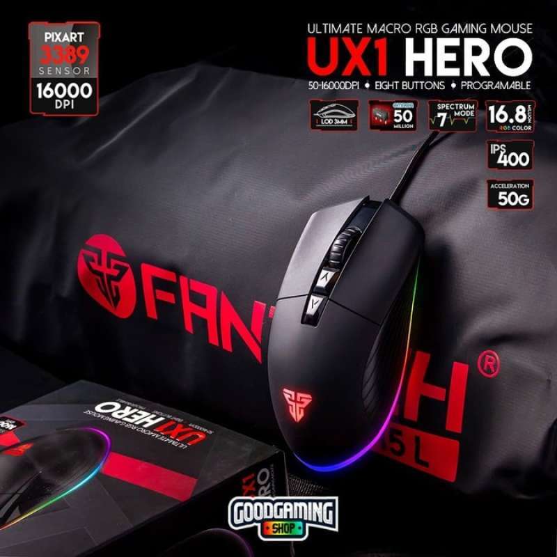 Promo Fantech UX1 HERO Ultimate Gaming Mouse PIXART 3389 Sensor Diskon ...