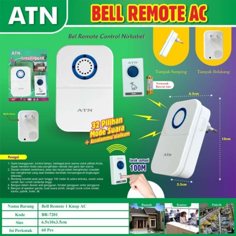 Jual Bel Pintu Rumah Wireless Door Bell Tanpa Kabel - AC Listrik 1 ...