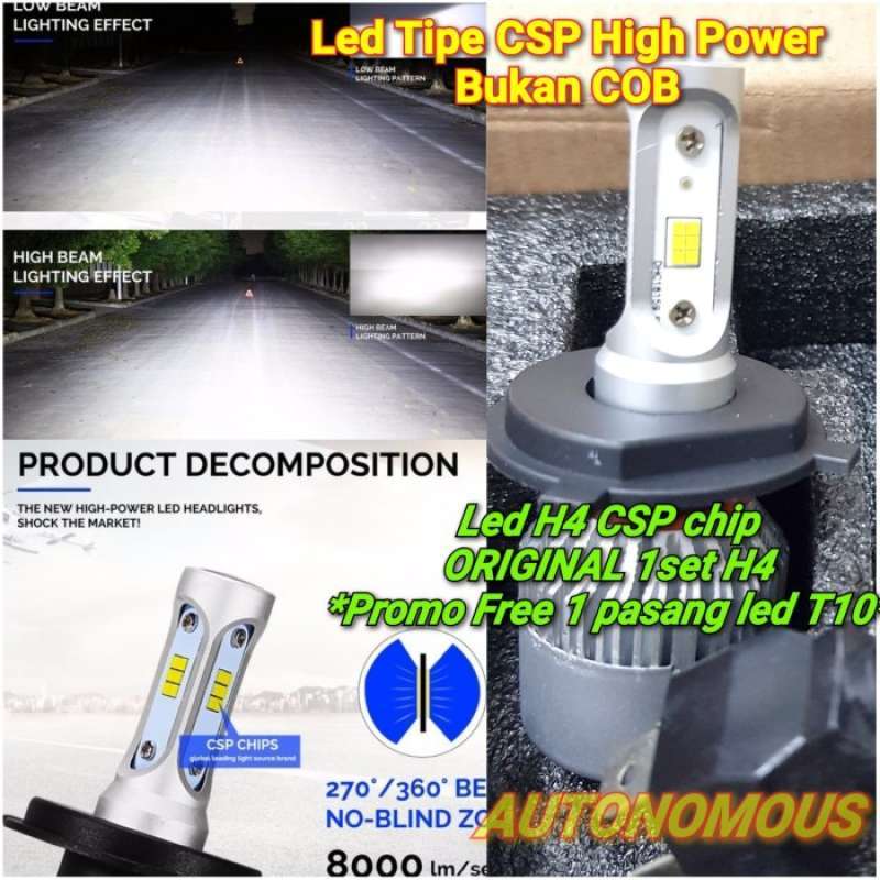 Promo lampu led H4 csp 3 sisi Hyper led H4 lampu utama headlight mobil H4S Diskon 23% di Seller ...