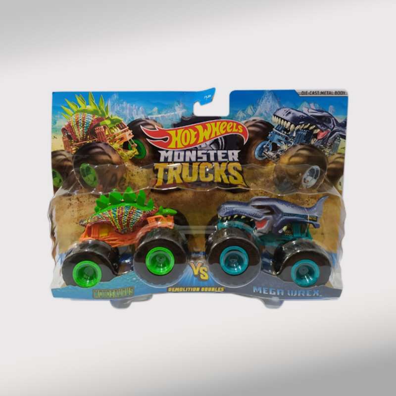 Jual Hot Wheels Monster Trucks Demolition Doubles 1:64 Motosaurus VS Mega Wrex FYJ64 di Seller ...
