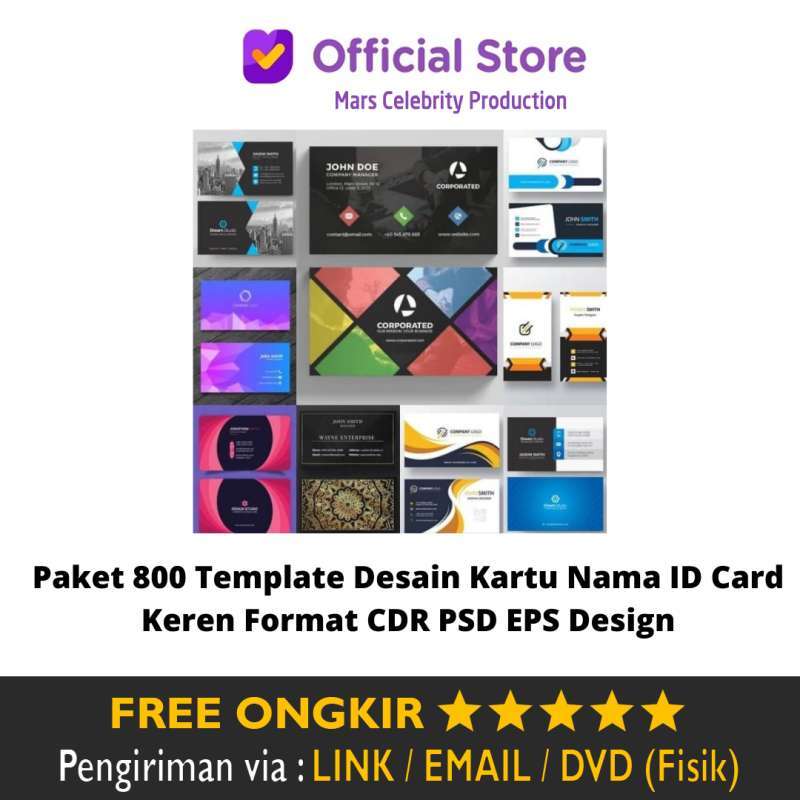 Promo Paket 275 Template Desain Kartu Nama ID Card Keren Format CDR PSD ...