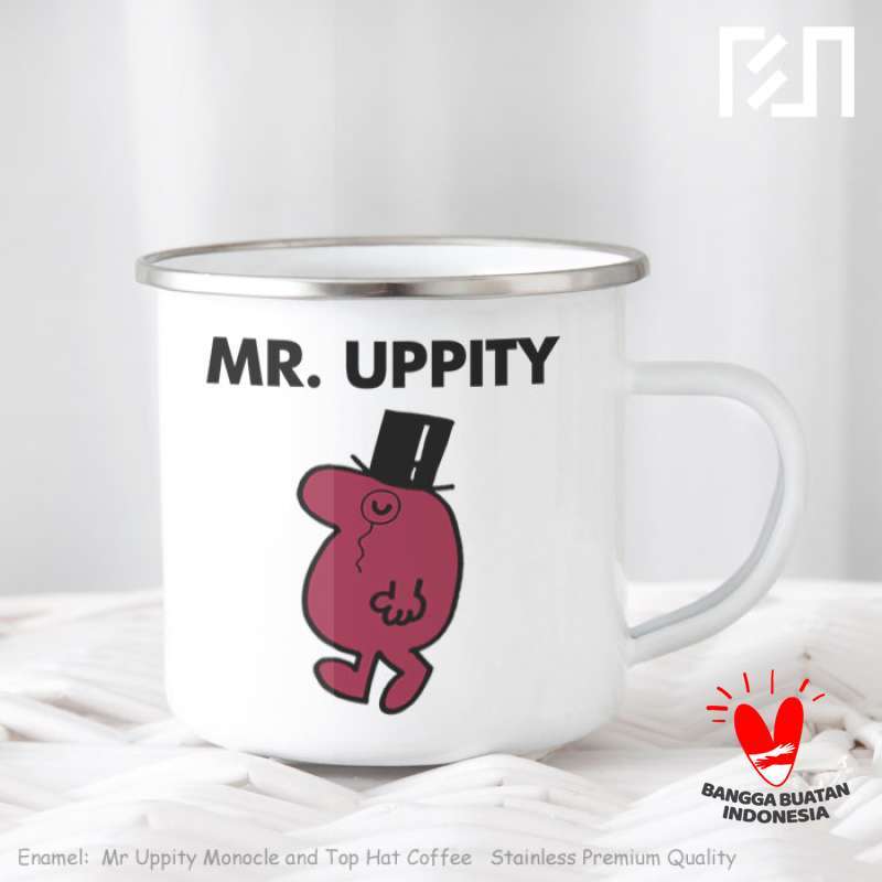 Promo Cangkir Enamel Desain Mr Uppity Monocle and Top Hat Coffee Diskon ...