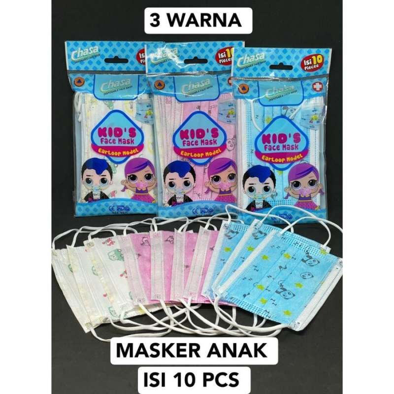 Jual Masker Anak 3 Ply Earloop Karakter Child Kids Face Mask Isi 10 Pcs ...