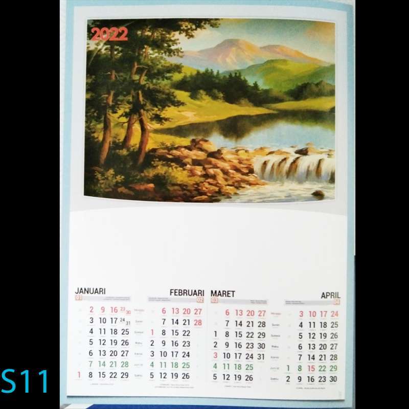 Jual Blangko Kalender Dinding2022 S11 Lukisan Pemandangan Untuk diCetak ...