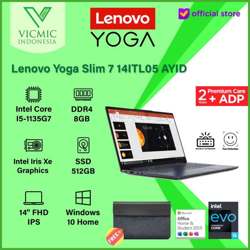 Jual LENOVO YOGA SLIM 7 14ITL05 AYID Intel I5 1135G7 8GB 512GB SSD FHD WIN10 OHS Di Seller