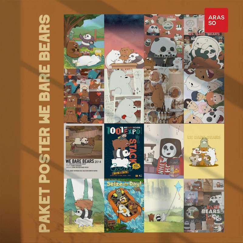 Jual [12pcs Poster] Poster We Bare Bears Stiker Lantai Kayu Wall Decor ...