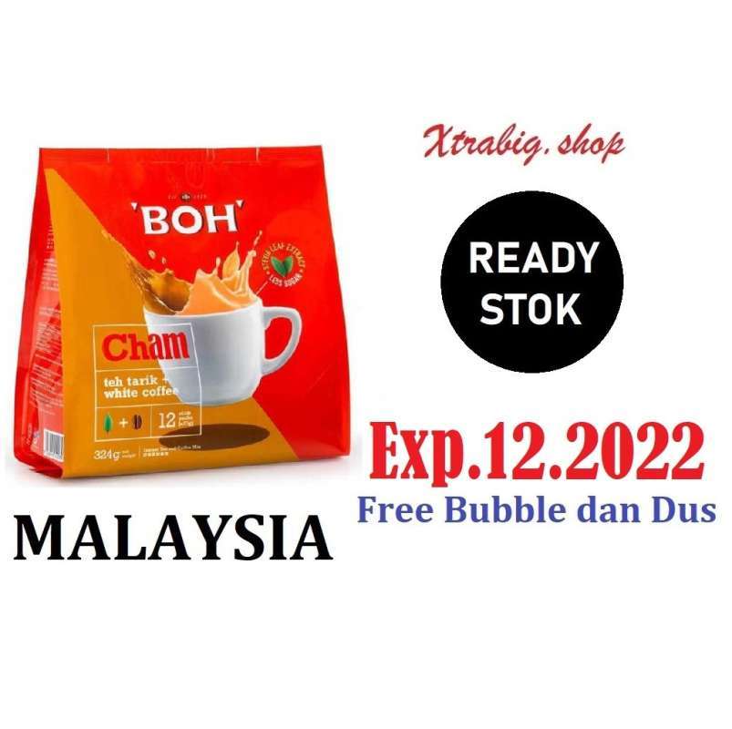 Jual BOH Cham Teh Tarik + Kopi Putih White Coffee 12 sachet 324 g gr ...