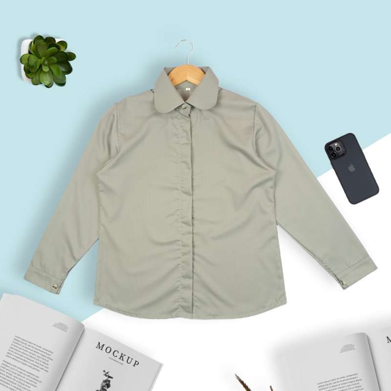 Promo Kemeja Polos Katun Toyobo Wanita Lengan Panjang Kerja - Mocca Xl ...