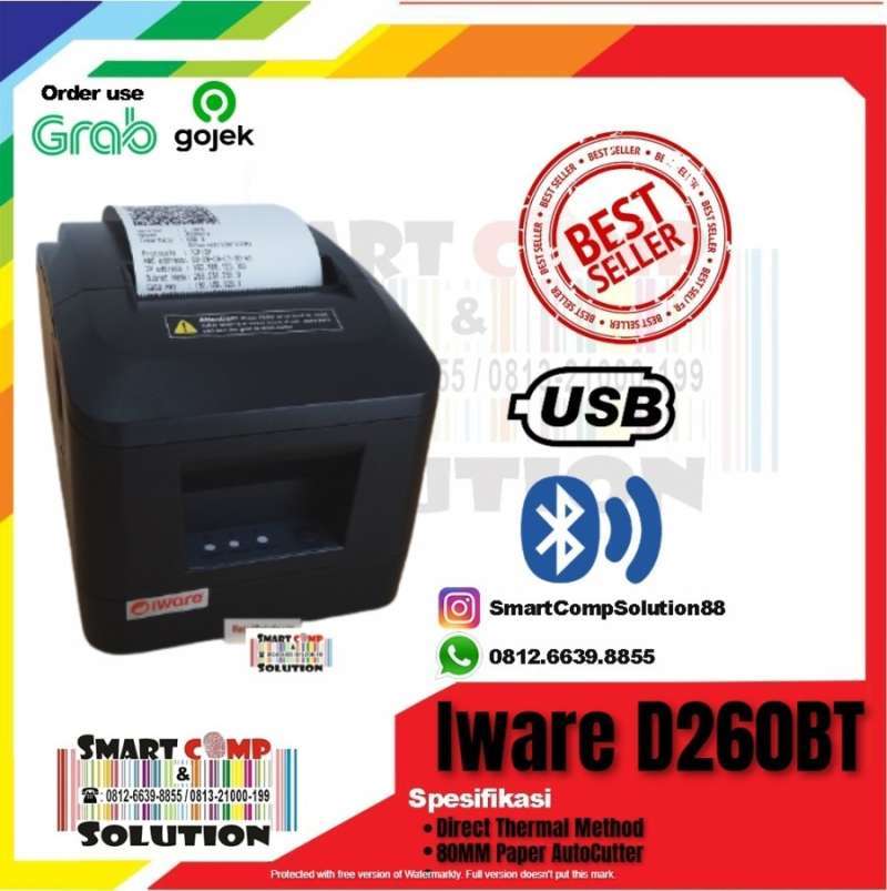 Jual Printer Thermal Bluetooth 80mm Autocutter Iware D260bt / Iw-d260bt ...
