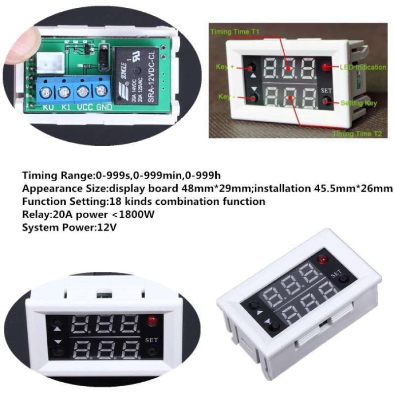 Jual More Relay 12V Digital LED 0-999 Delay Relay Modul Timer Relay di ...