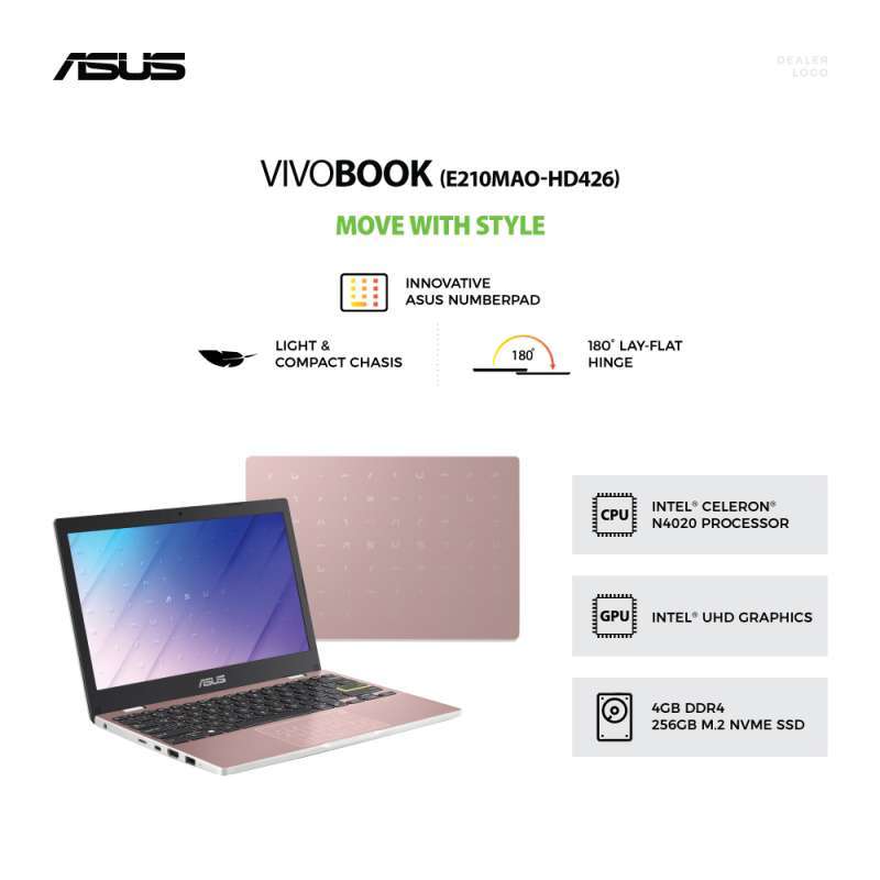 Jual Asus Vivobook E210mao-hd426 - Rose Gold [intel® Celeron® N4020 ...