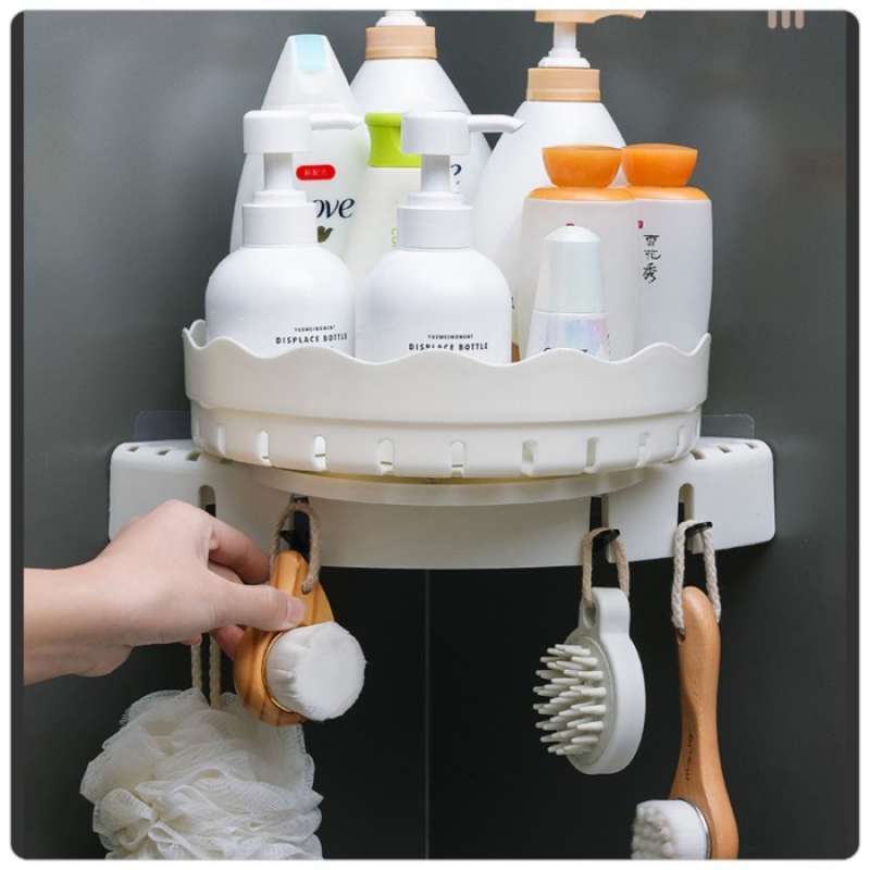 Jual Rak Putar Rak Siku Sudut Rak Bumbu Dapur Wc Tempel + Hook ...