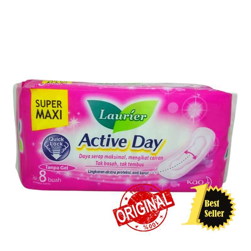 Jual LAURIER SUPER MAXI NON WING isi 8 / Pembalut Laurier Active Day ...