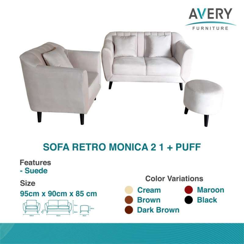 Promo Avery - Sofa Monica 2 + 1 + Puff - Sofa Puff / Sofa Keluarga Mewah Diskon 13% Di Seller ...