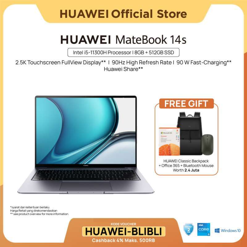 Jual Huawei Matebook 14s Laptop [intel I5+8gb+512gb] | 2.5k Touchscreen ...