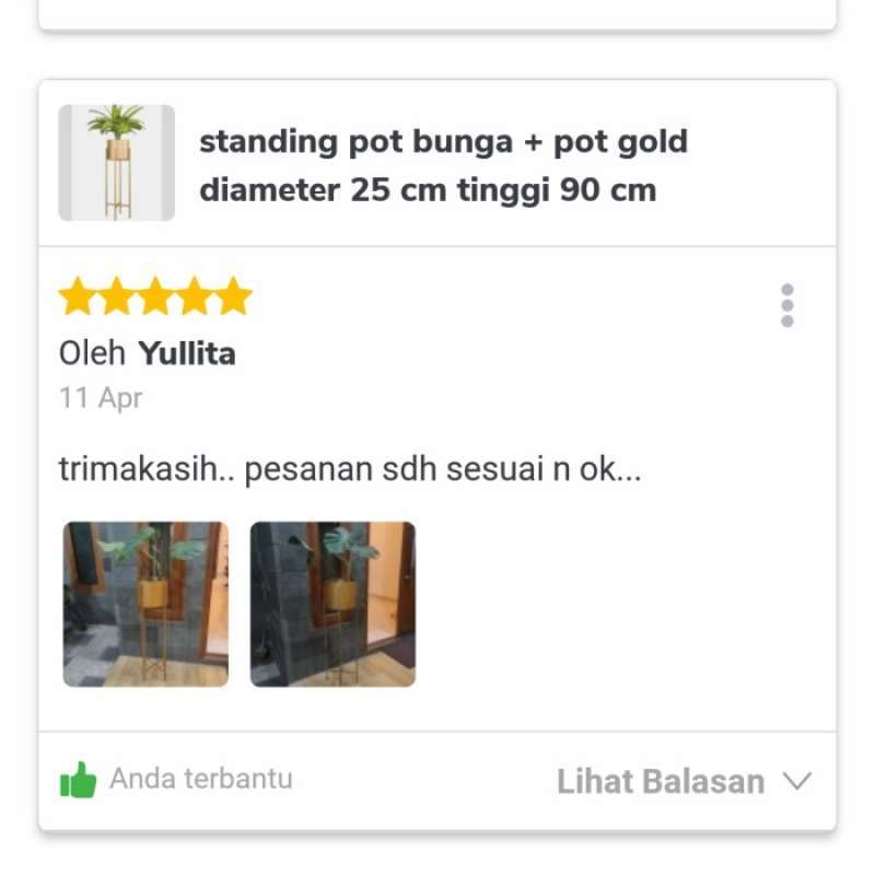 Jual standing pot bunga + pot gold diameter 25 cm tinggi 90 cm - gold ...