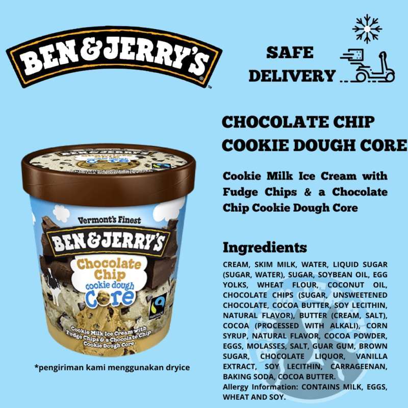 Jual Ben And Jerrys Chocolate Chip Cookie Dough Core Ice Cream 473