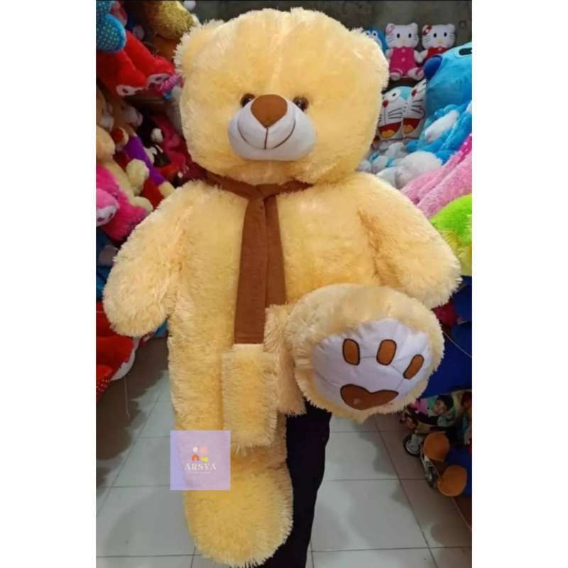 Promo Boneka Teddy Bear Syal Telapak Jumbo 1 Meter - Cream Diskon 29% ...