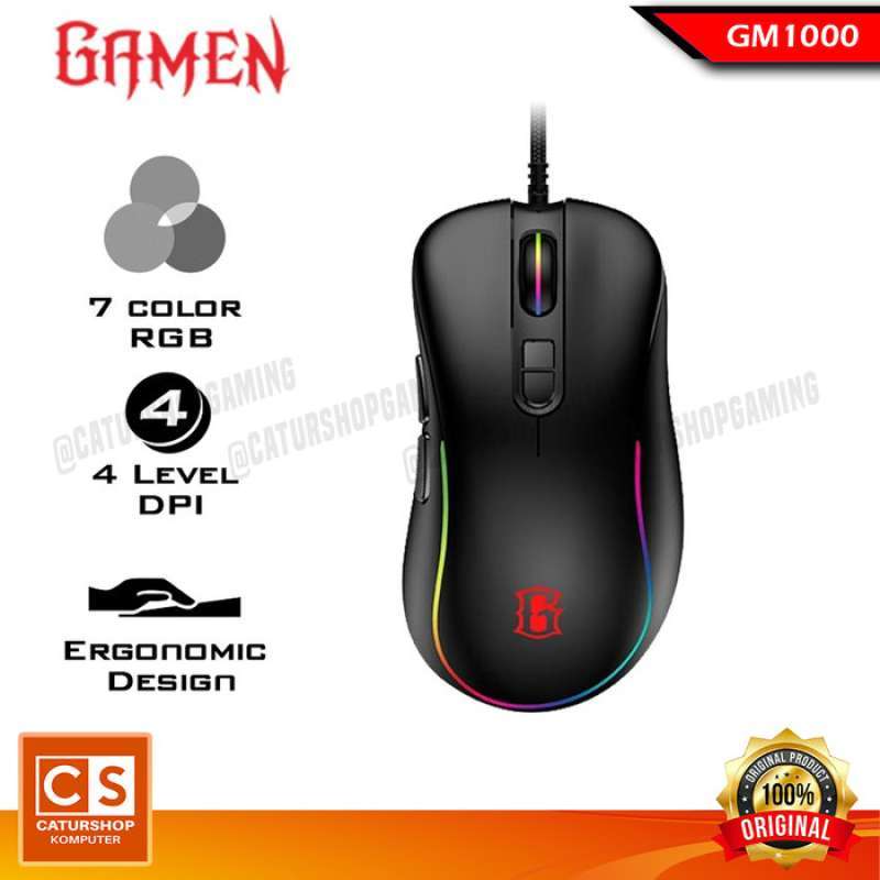 Jual Mouse Gaming Gamen GM1000 Black RGB 7 Warna Original di Seller CaturshopGaming ...