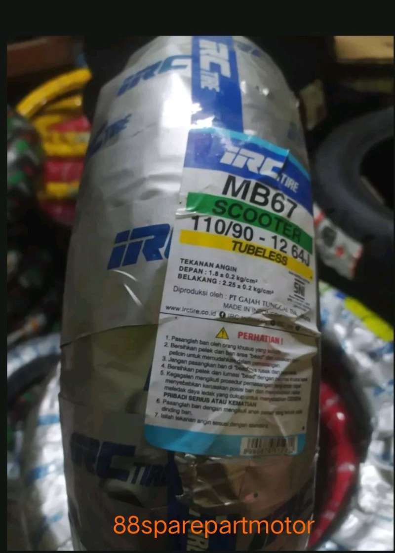Jual Ban Tubeless 110/90-12 Irc Mb67 Tubeless Di Seller 88sparepart Motor - Serua, Kota Depok ...