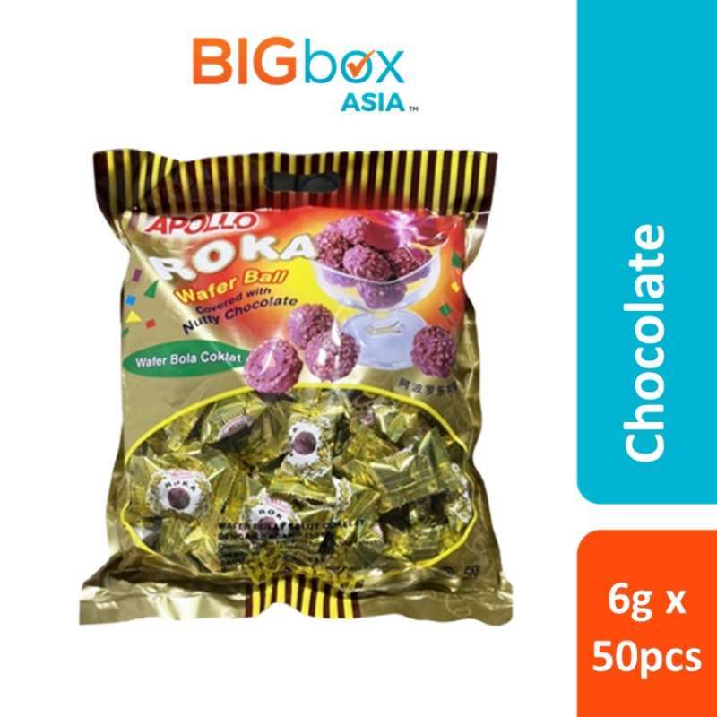 Jual Apollo Roka Wafer Ball Chocolate 6g x 50pcs (1 Pack) di Seller ...