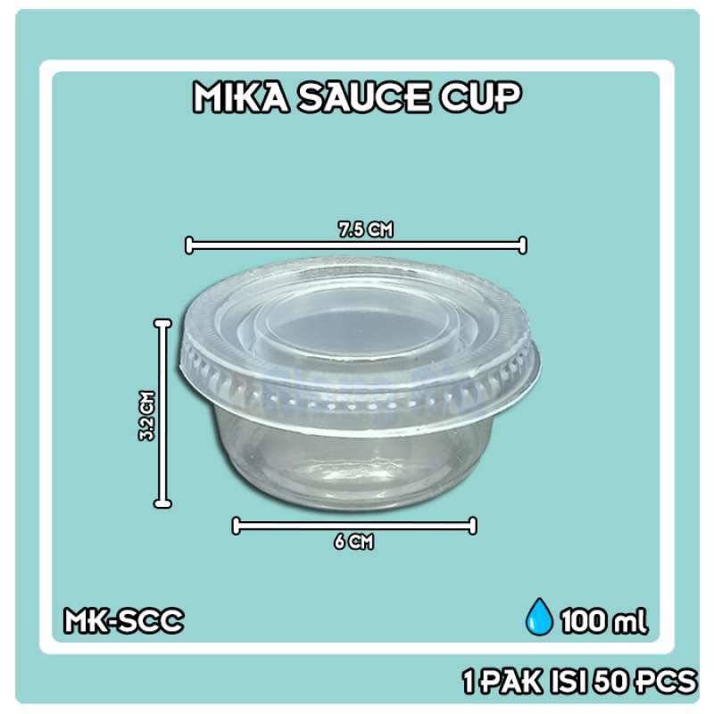 Jual MIKA SAUCE CUP / MIKA BENING ISI 50 PCS + TUTUP WADAH CUP SAOS 100 ...