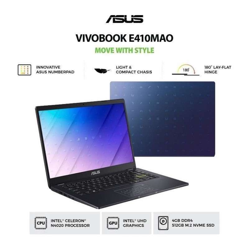 Promo NOTEBOOK ASUS E410MAO HD454 N4020 4GB 512GB NO ODD NUMBERPAD ...