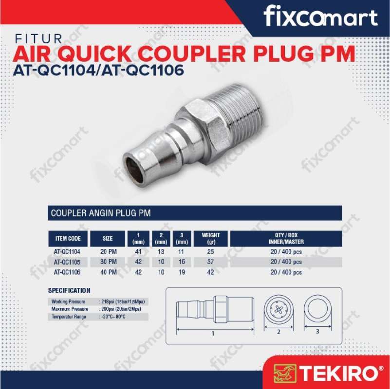 Promo Tekiro Quick Coupler Plug 40 PM Diskon 31% di Seller Fixcomart ...