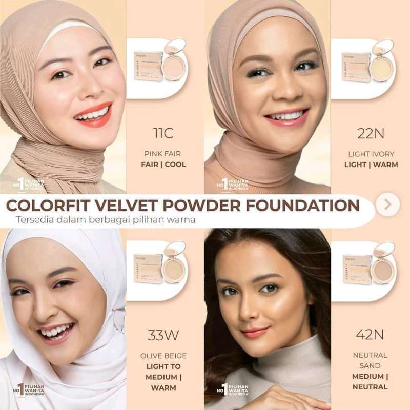 Promo Wardah Colorfit Velvet Powder Foundation - - 23w Warm Ivory 11g ...