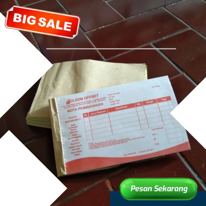 Jual Cetak Nota/nota 1/6 Folio 3ply Jilid Blok Lem Free Design ...