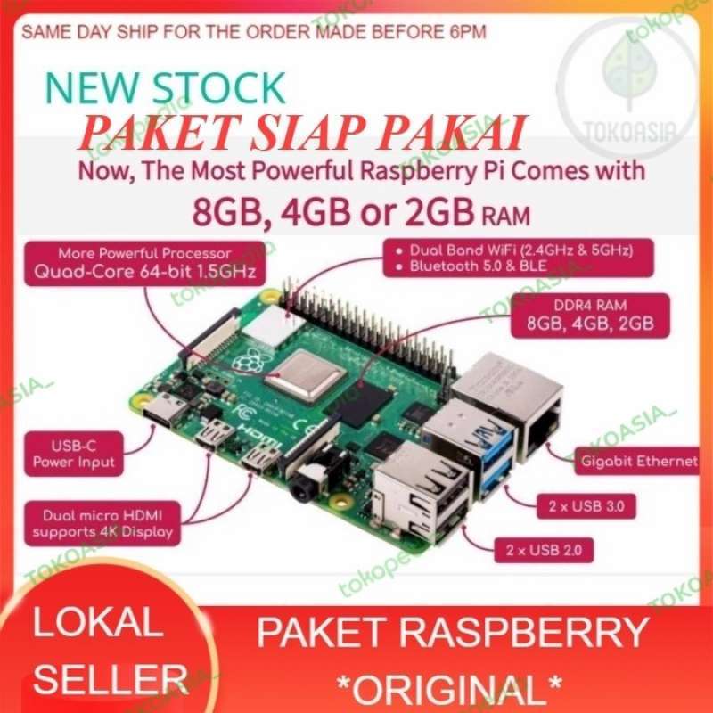 Jual *OFFICIAL* 4GB - Raspberry Pi 4 Model B - BASIC KIT - SD CARD 32GB ...