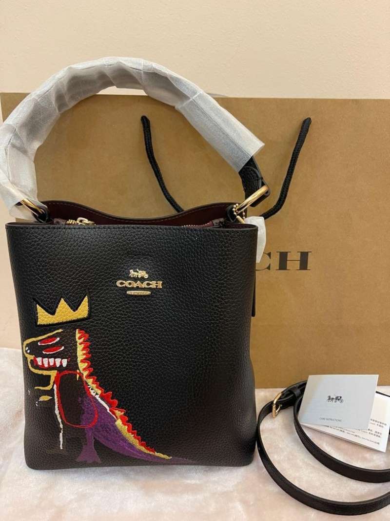 Jual Tas Coach 6073 X Jean Michel Basquiat Small Town Leather Bucket ...