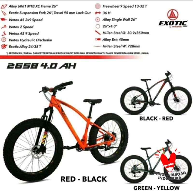 Jual Sepeda Mtb Exotic 2658 4.0 Ban Jumbo 21 Speed Fatbike Fat Bike ...