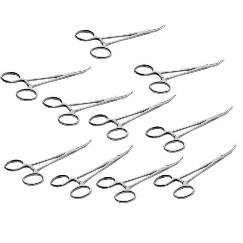 Jual 10PCS Pack Hemostatic Mosquito Locking Clamp Forceps Curved 12.5cm ...