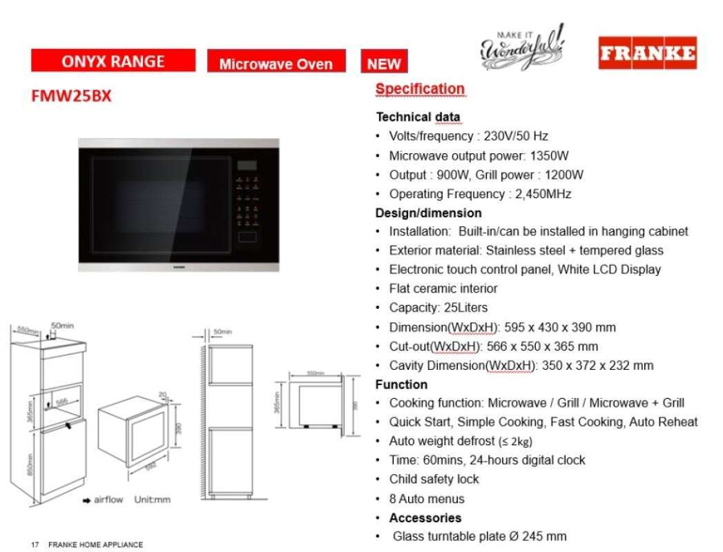 Jual Franke Microwave Oven Fmw25bx Di Seller Rumahku Official Store ...