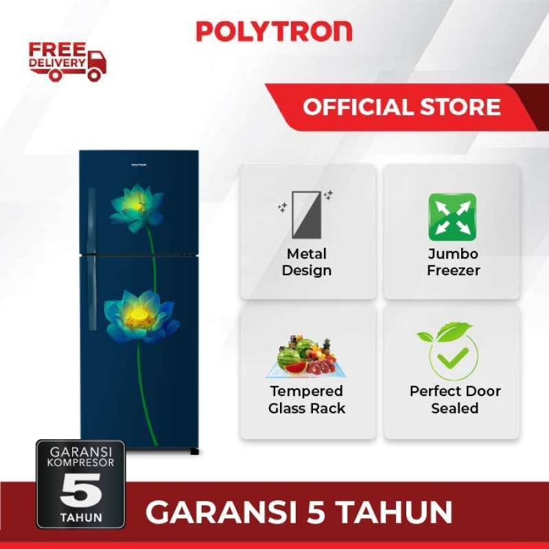 Promo POLYTRON Kulkas 2 Pintu Beauty Steel 210 liter PRB217LB Diskon 5% ...