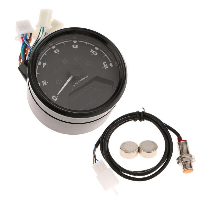 Jual 12000rpm Kmh/mph Lcd Digital Gauge Motorbike Speedometer Odometer ...