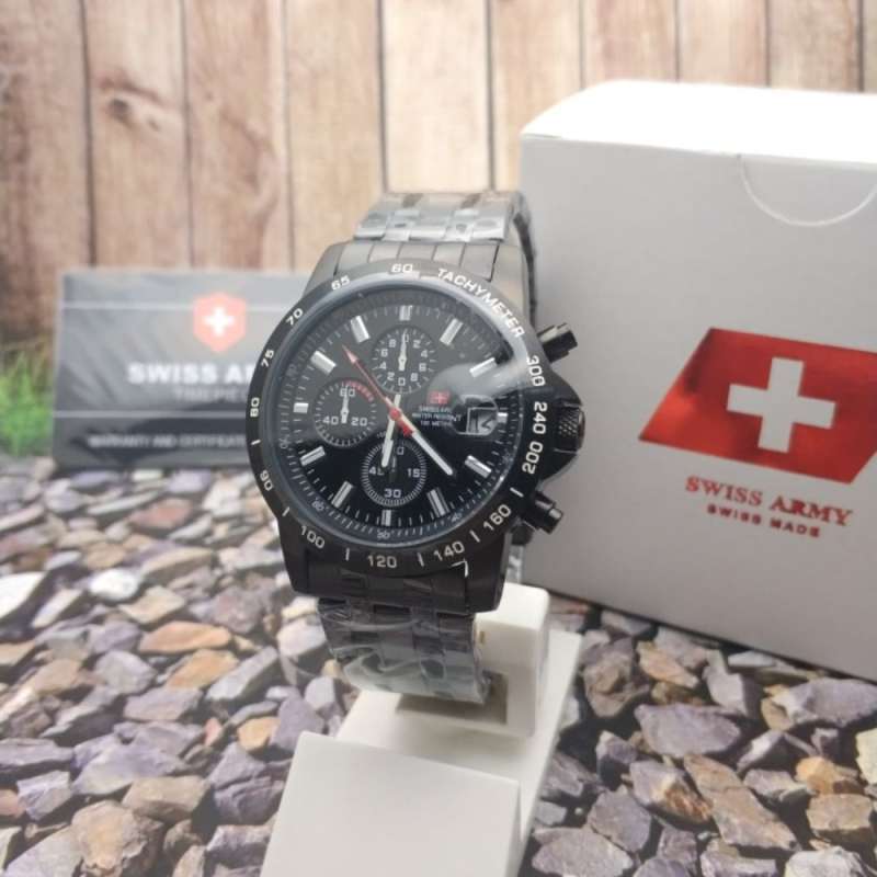 Promo Jam Tangan Swiss Army 1121 Chrono Full Black Original Diskon 23% ...