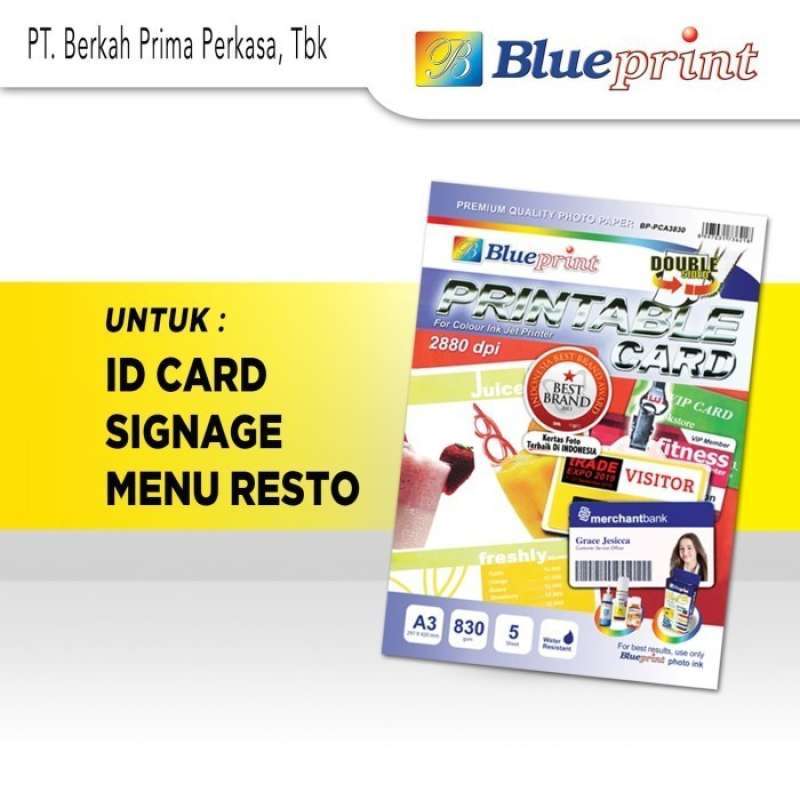 Jual Kertas PVC ID Card A3 BLUEPRINT Printable Card White 830 5 Lbr di ...